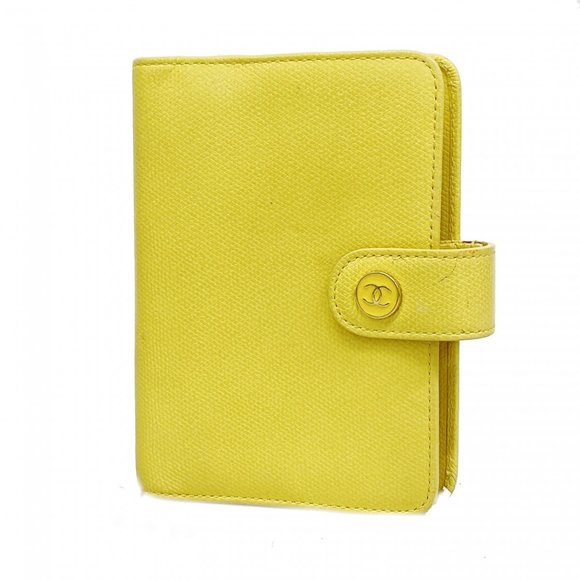 CHANEL | Other | Chanel Notebook Cover Coco Button Caviar Skin Yellow ...